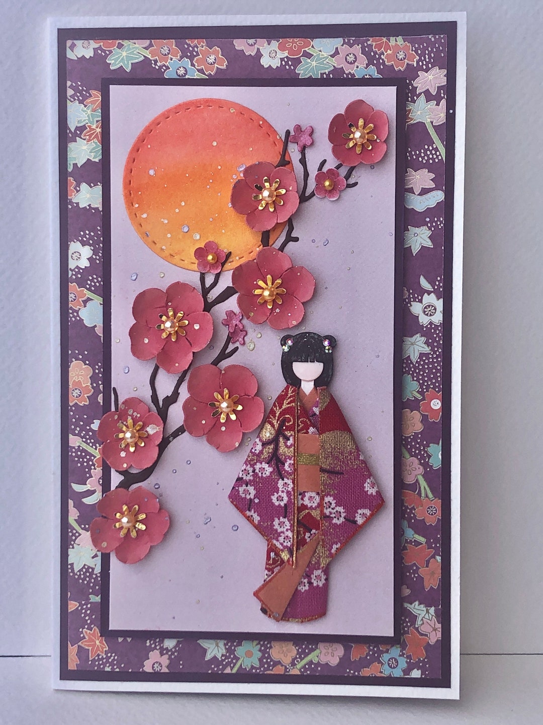 Cherry Blossom Card,japanese Style Card, Origami Doll Card,all ...
