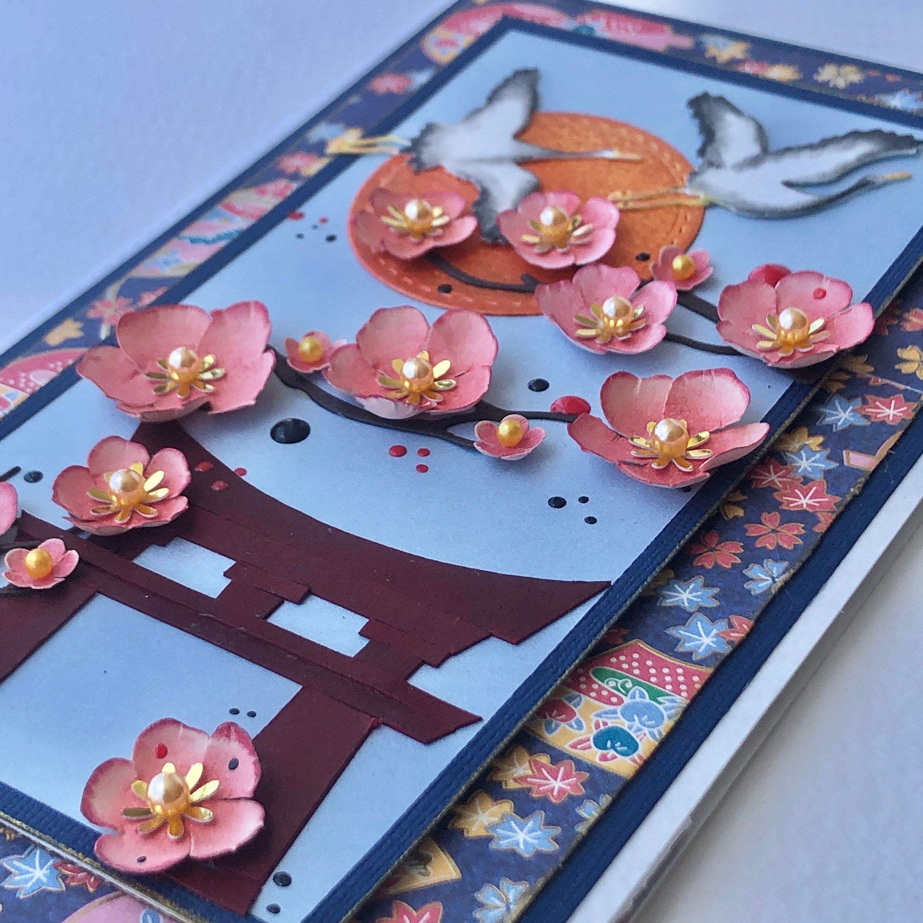 Japanese Style Card, Sakura Card, Cherry Blossom Card,cranes, Japanese ...