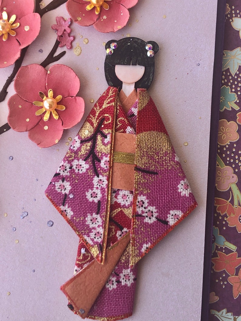 Cherry Blossom Card,japanese Style Card, Origami Doll Card,all ...