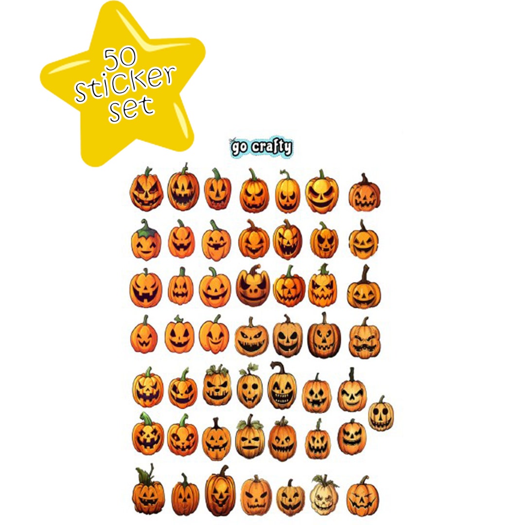 Halloween Scary Pumpkin Sticker Sheet, Pumpkin Stickers, Jack O Lantern ...