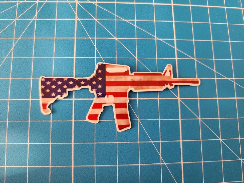 American Flag Gun Sticker American Flag Gun Sticker Gun - Etsy