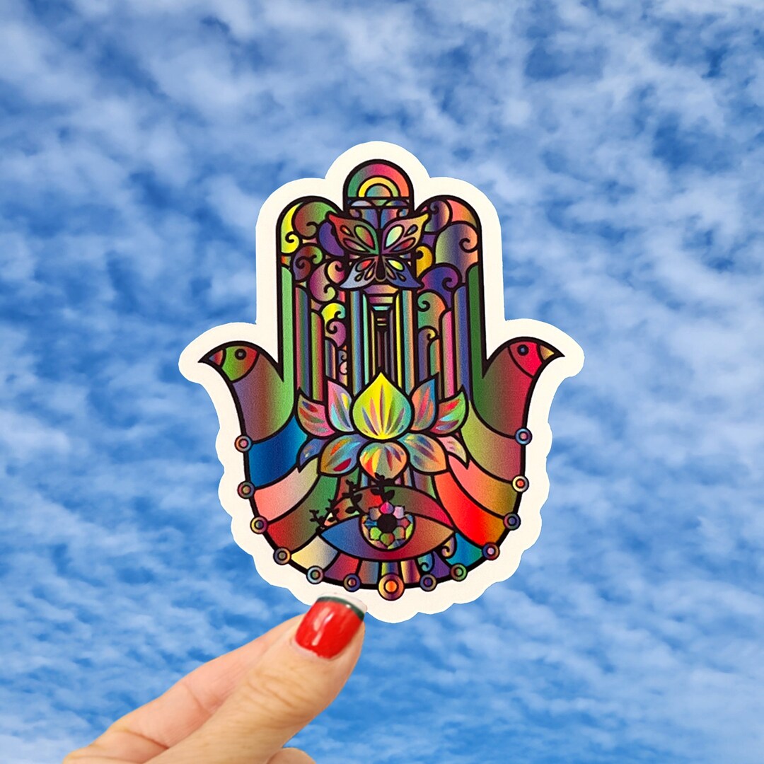 Hamsa Hand Evil Eye Sticker, Hamsa Sticker, Good Luck Sticker, Hamsa ...