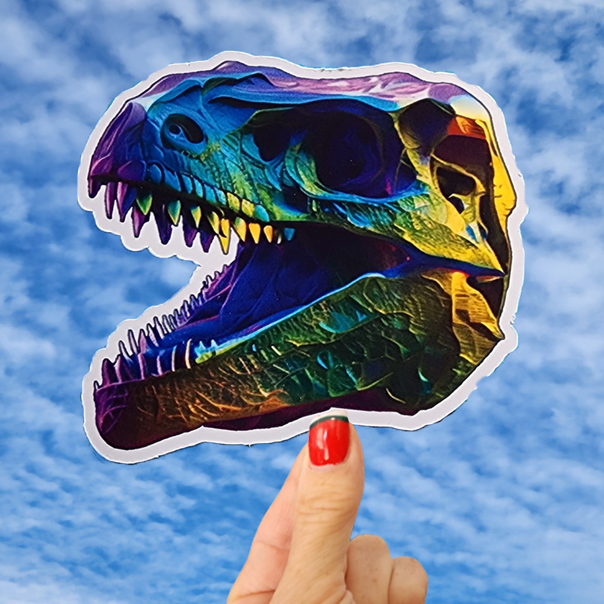 T Rex Skull Sticker Dinosaur Sticker Dino Skull Sticker - Etsy