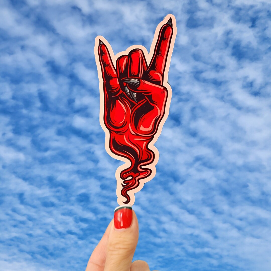 Devil Horns Sticker, Rock on Sticker, Metal Rock Sticker, Devils Hand ...