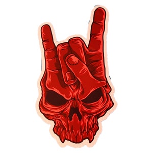 Devil Horns Skeleton Skull Sticker, Rock on Skull Sticker, Metal Rock ...