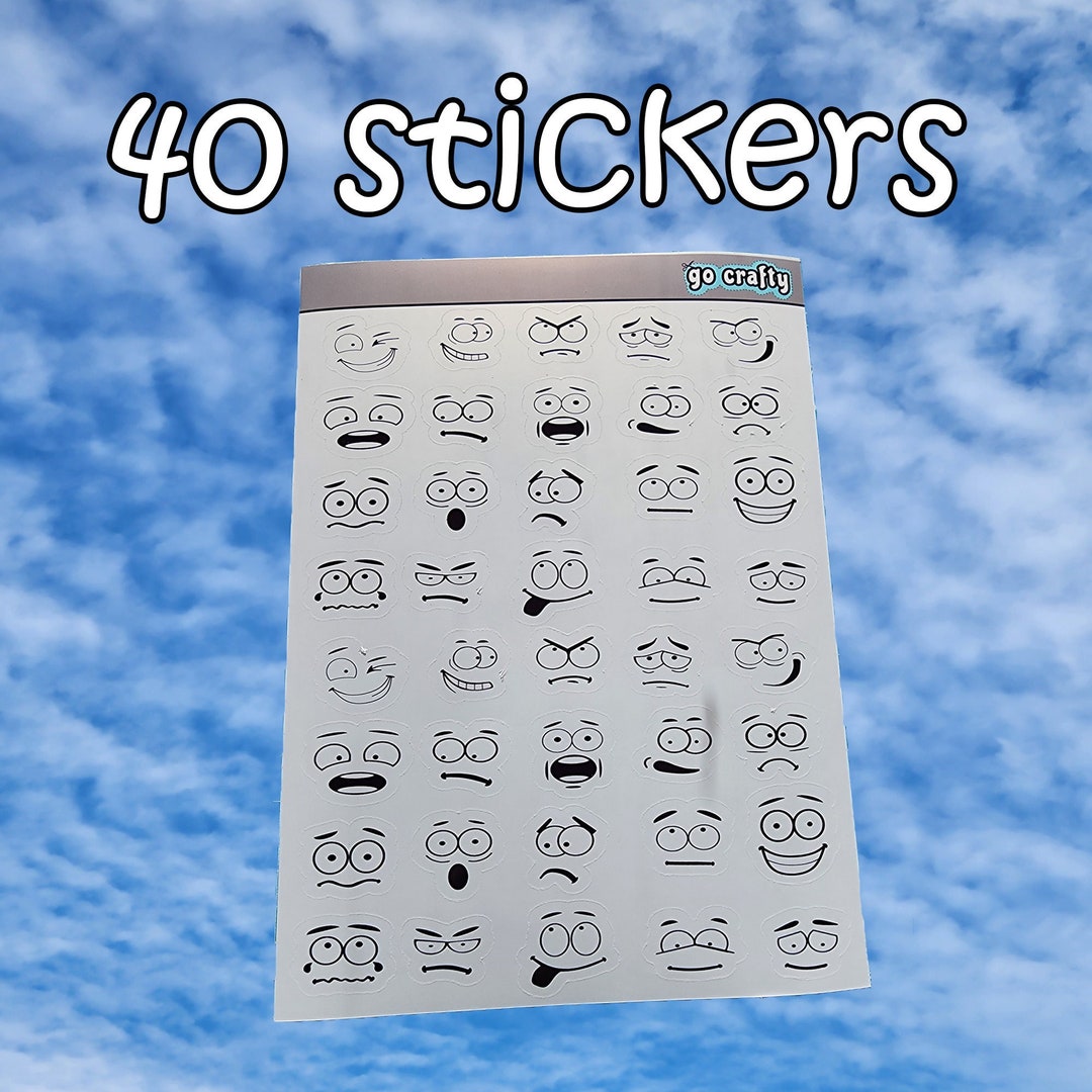 Face Emotion Stickers, Face Sticker Sheet, Face Expression Stickers ...