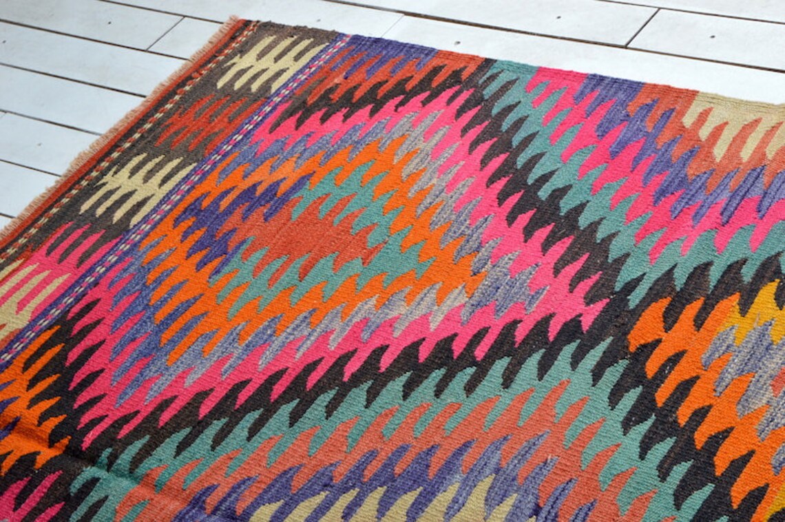 Bohemian Kilim Rug 5.7 ft x 8.7ft 177x268 cm Anatolian | Etsy