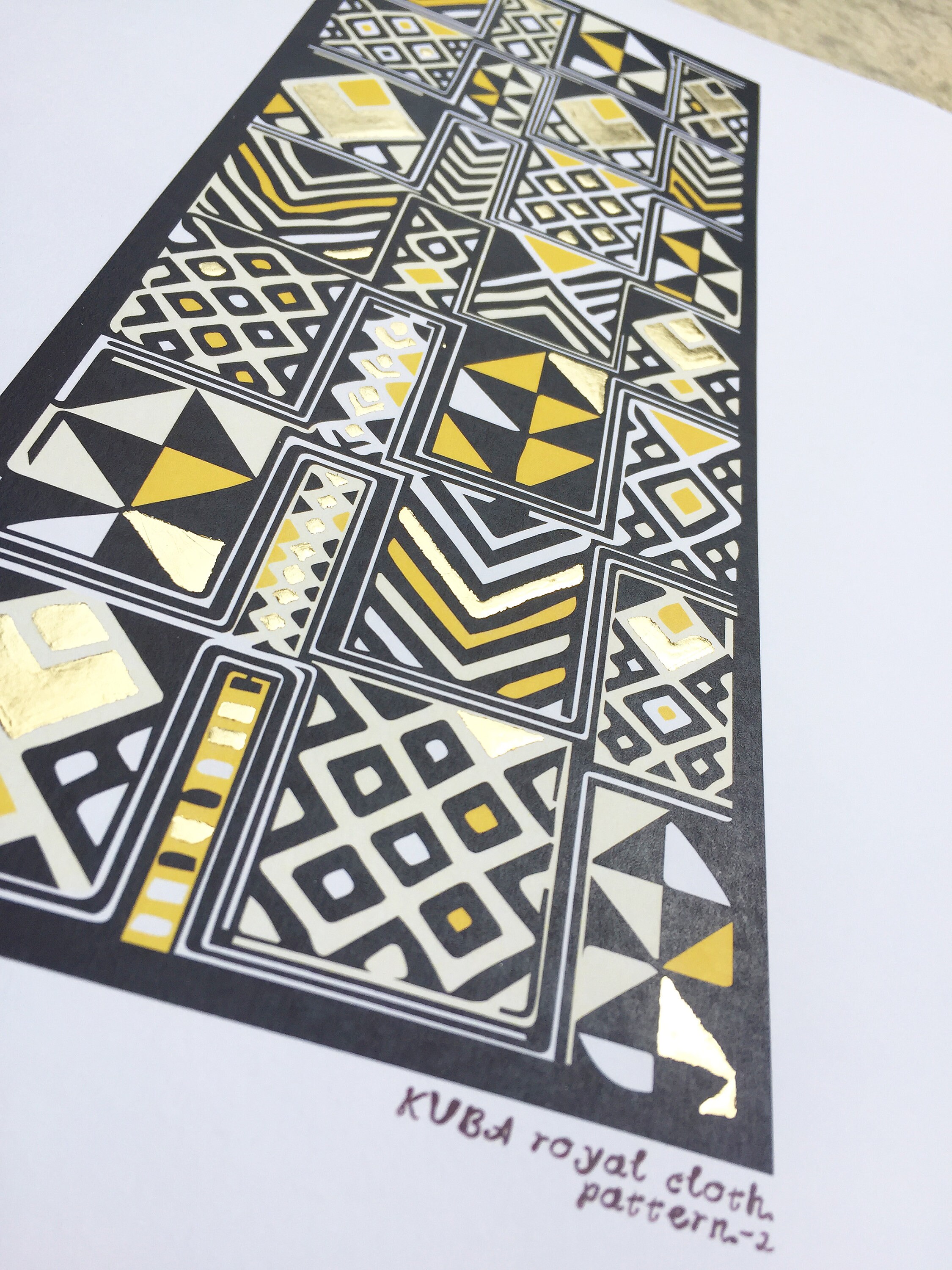 KUBA Royal Cloth Pattern-2 Print, With Gold Leaf Detail - Etsy