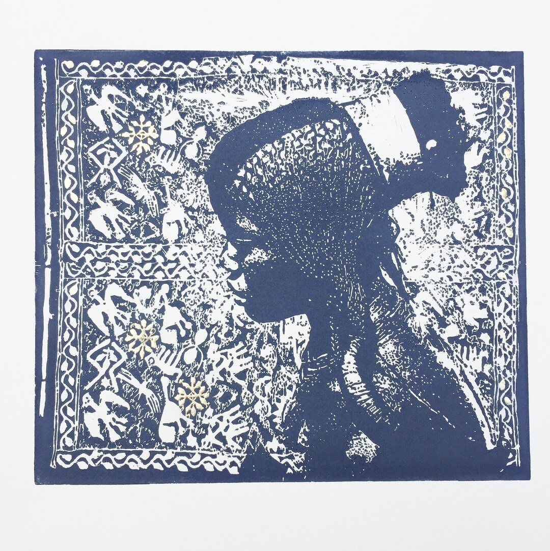 Ovambo Woman Lino Print: Original Gold Leaf Art (380x570mm) - Etsy UK