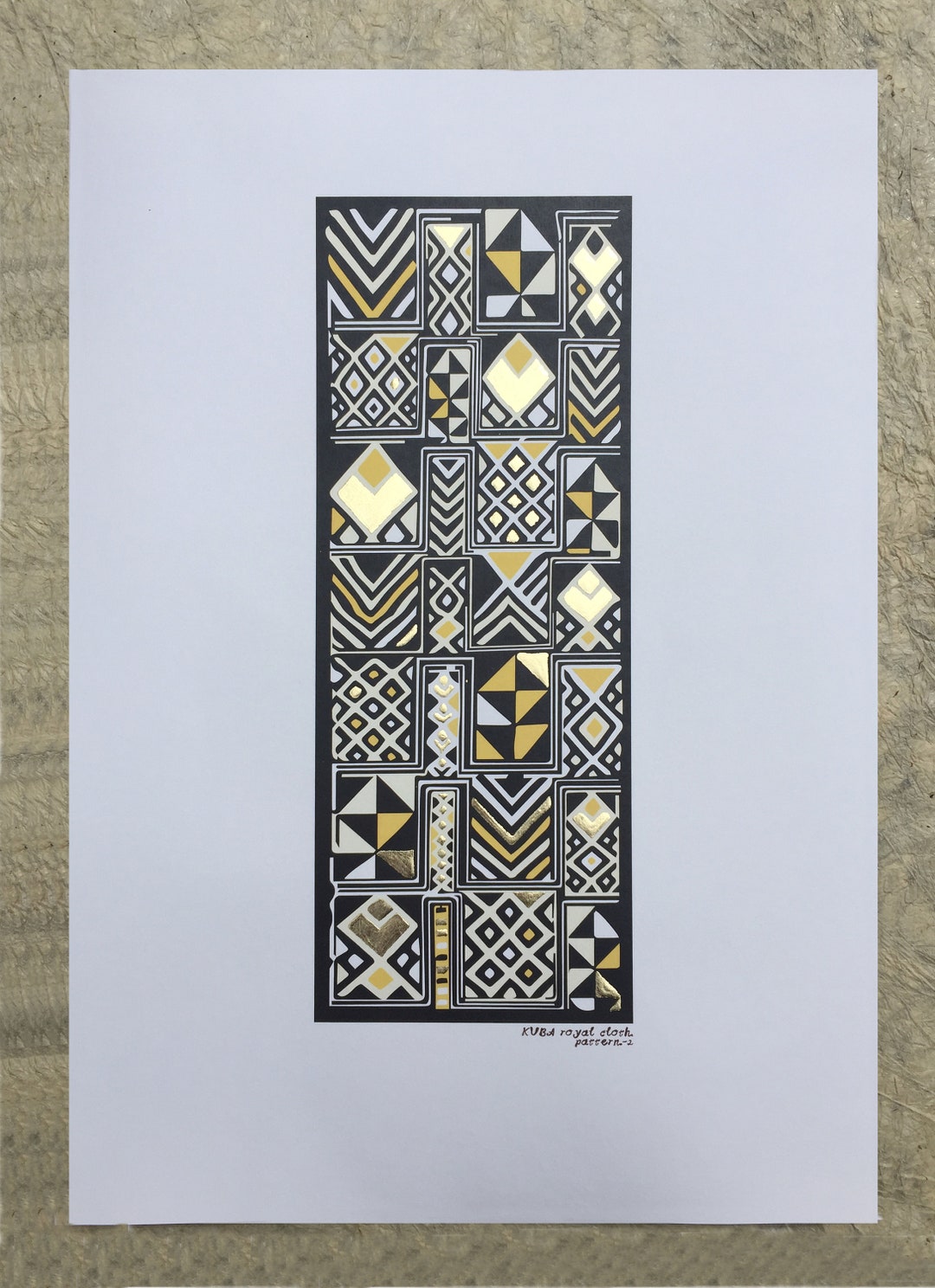 KUBA Royal Cloth Pattern-2 Print, With Gold Leaf Detail - Etsy
