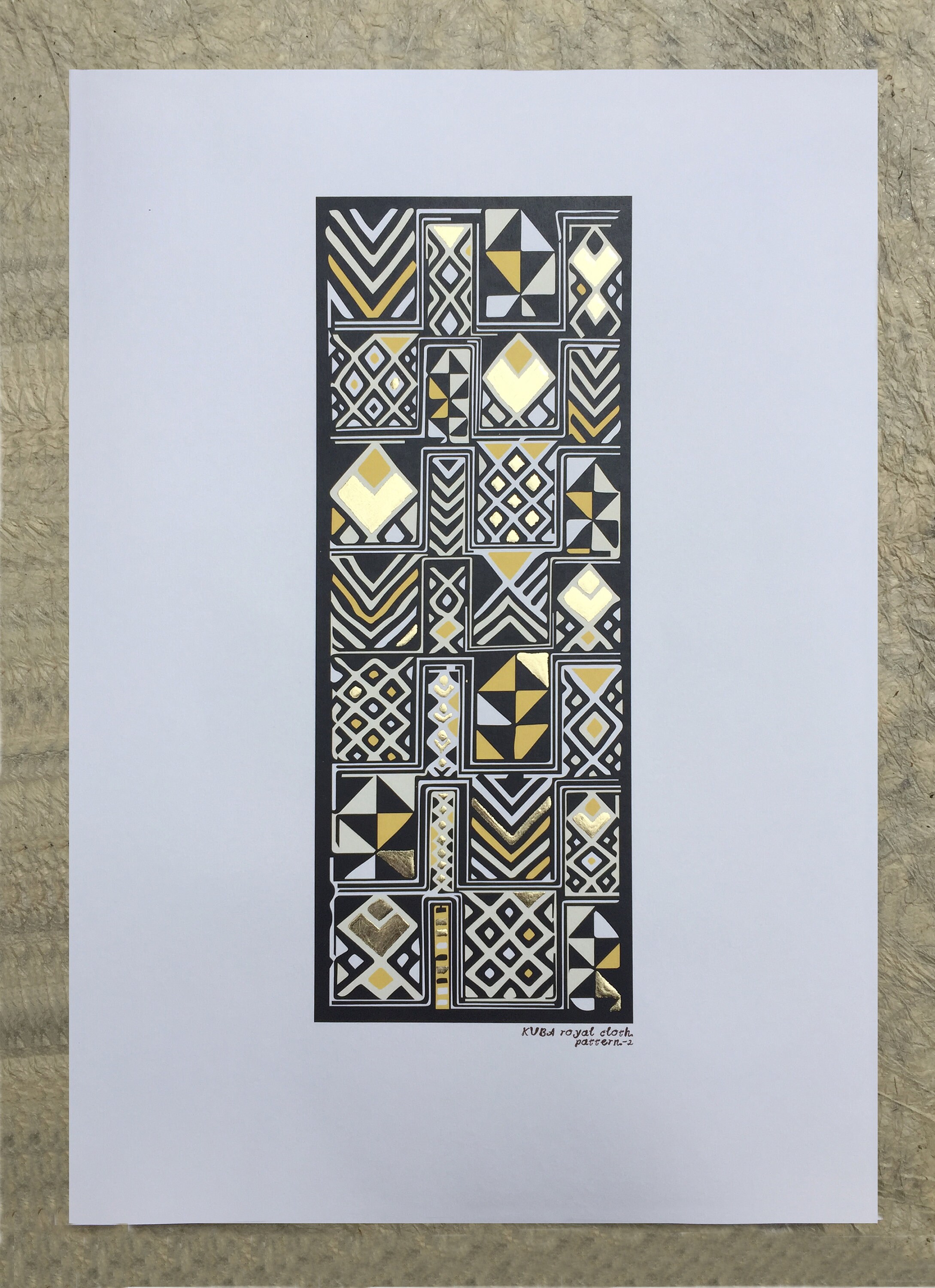 KUBA Royal Cloth Pattern-2 Print, With Gold Leaf Detail - Etsy