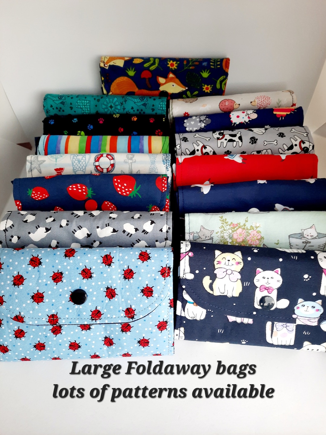 Handmade LARGE Fold Away Eco-friendly Shopping Bag, Fold Away Bag ...