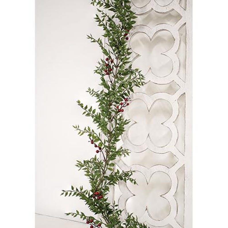 Lady Ruscus & Berries Garland 72" Long - Christmas, Winter, Berries ...