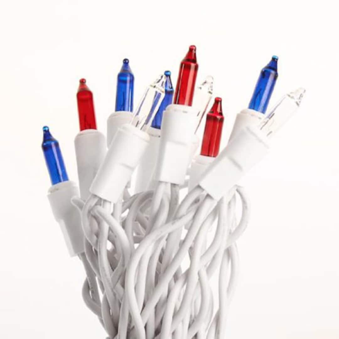 20 Count Light String / Strand / Set - White Cord - Red, Clear, Blue ...