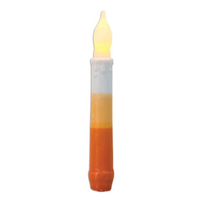 Candy Corn LED Battery Operated Taper Candle Light With TIMER 6" High ...