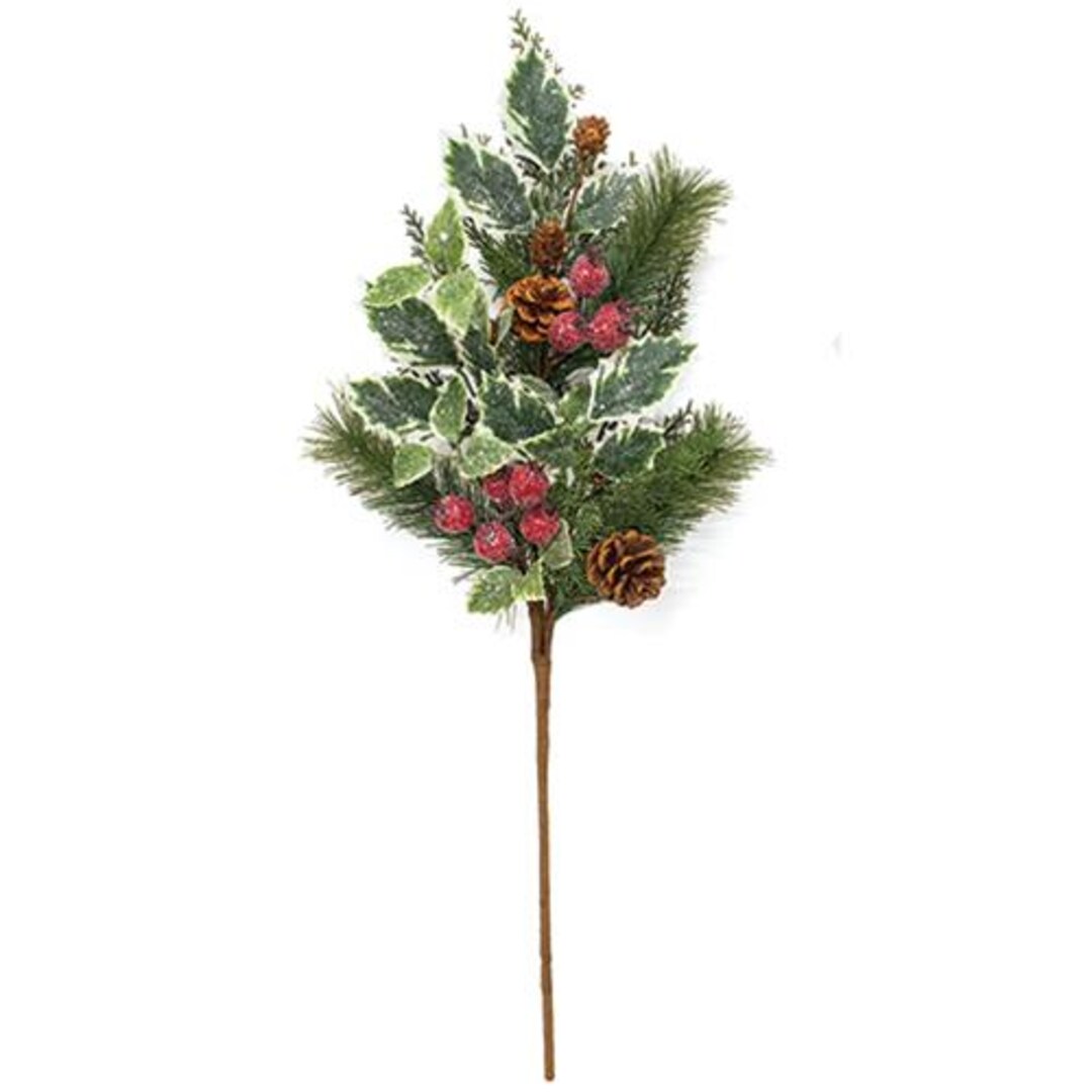Icy Winterberry Holly & Pine Pick / Spray - 29" High - Winterberry ...