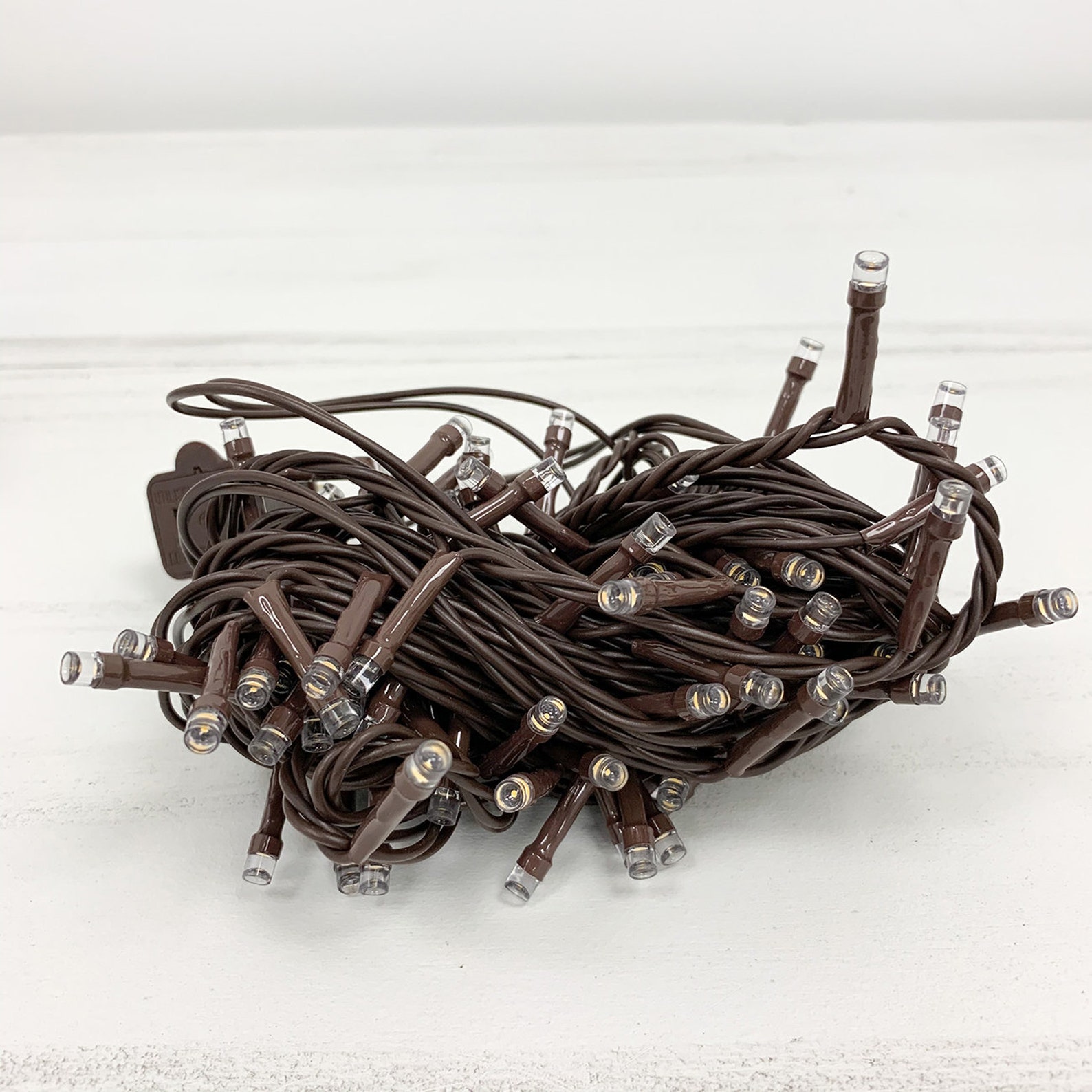 50 Count LED Light String / Strand / Set Brown Cord Clear | Etsy