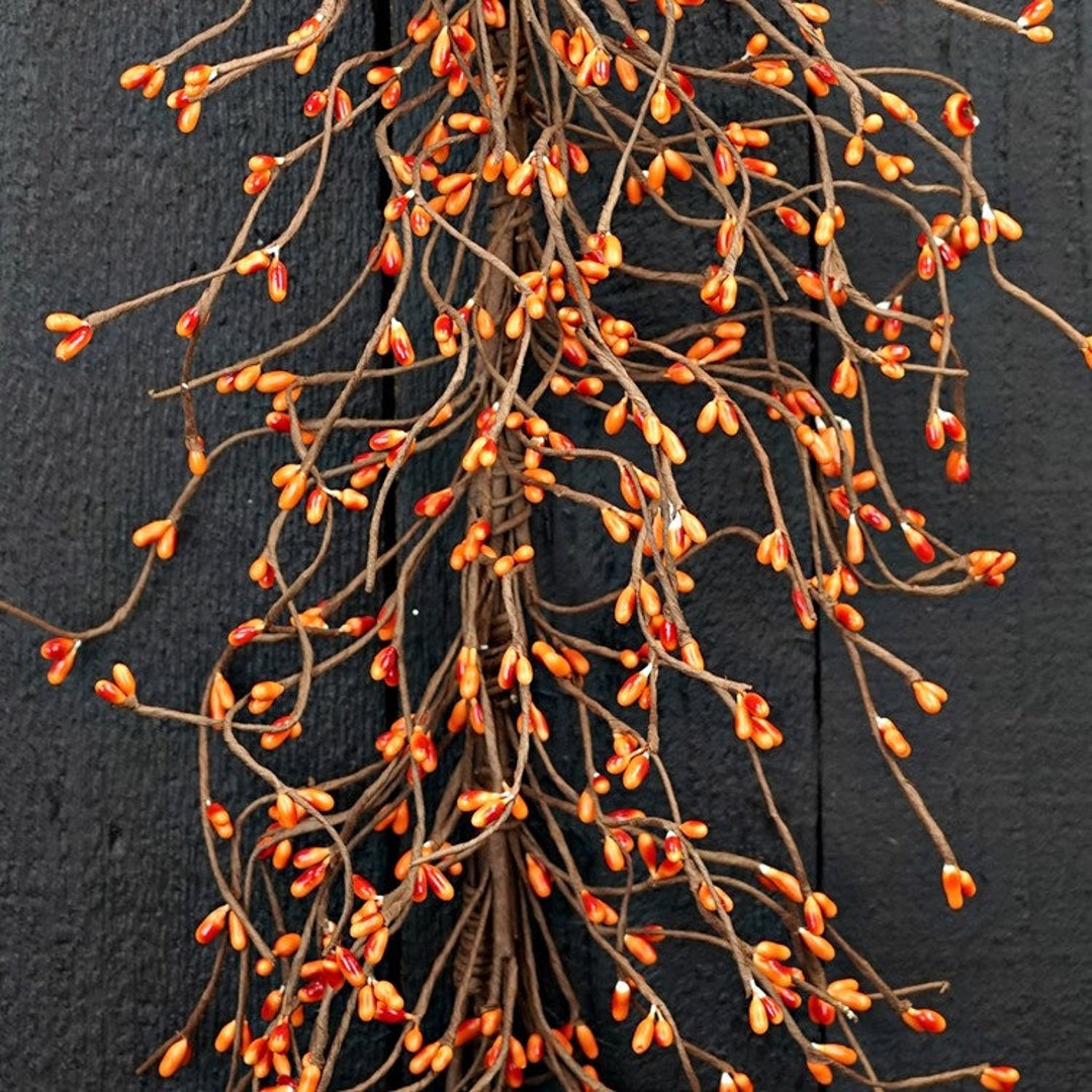 Garland Pip Berry 4.5' Feet / 54 Orange Fall, Autumn, Halloween ...