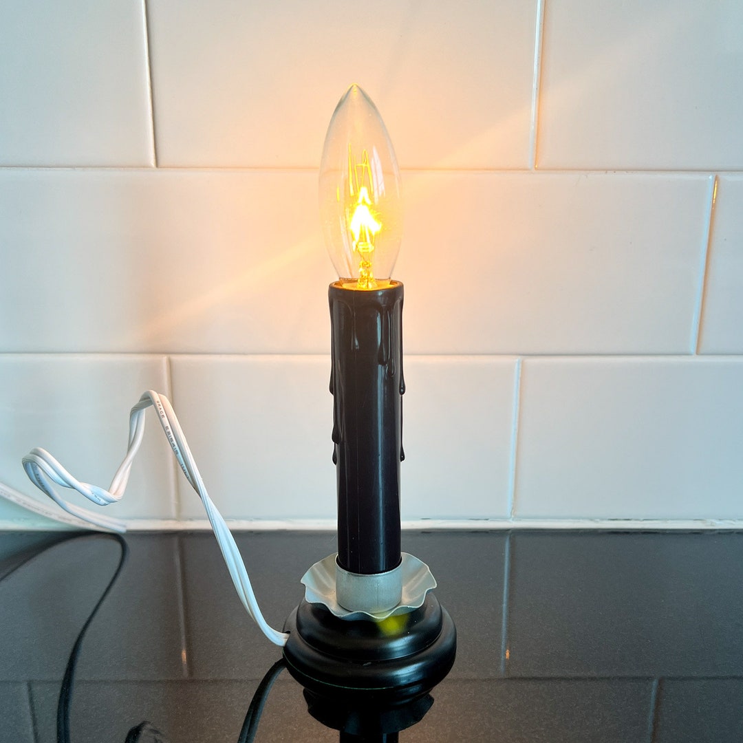Black Country Electric Candle Lamp / Night Light 5" High W/ 7 Watt Bulb ...