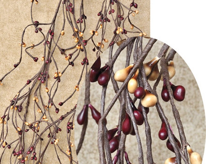Garland - Wispy Pip Berry - 5' Feet or 60" - Burgandy & Old Gold ...