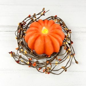 Orange Pumpkin LED Battery Operated Candle Light With Moving Flame and ...
