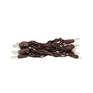 20 Count Light String / Strand / Set - Brown Cord - Clear Miniature ...