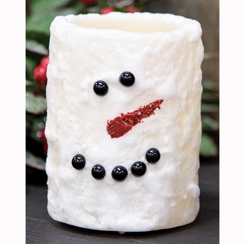 Snowman Head Bumpy White LED Battery Powered Pillar Candle - Etsy