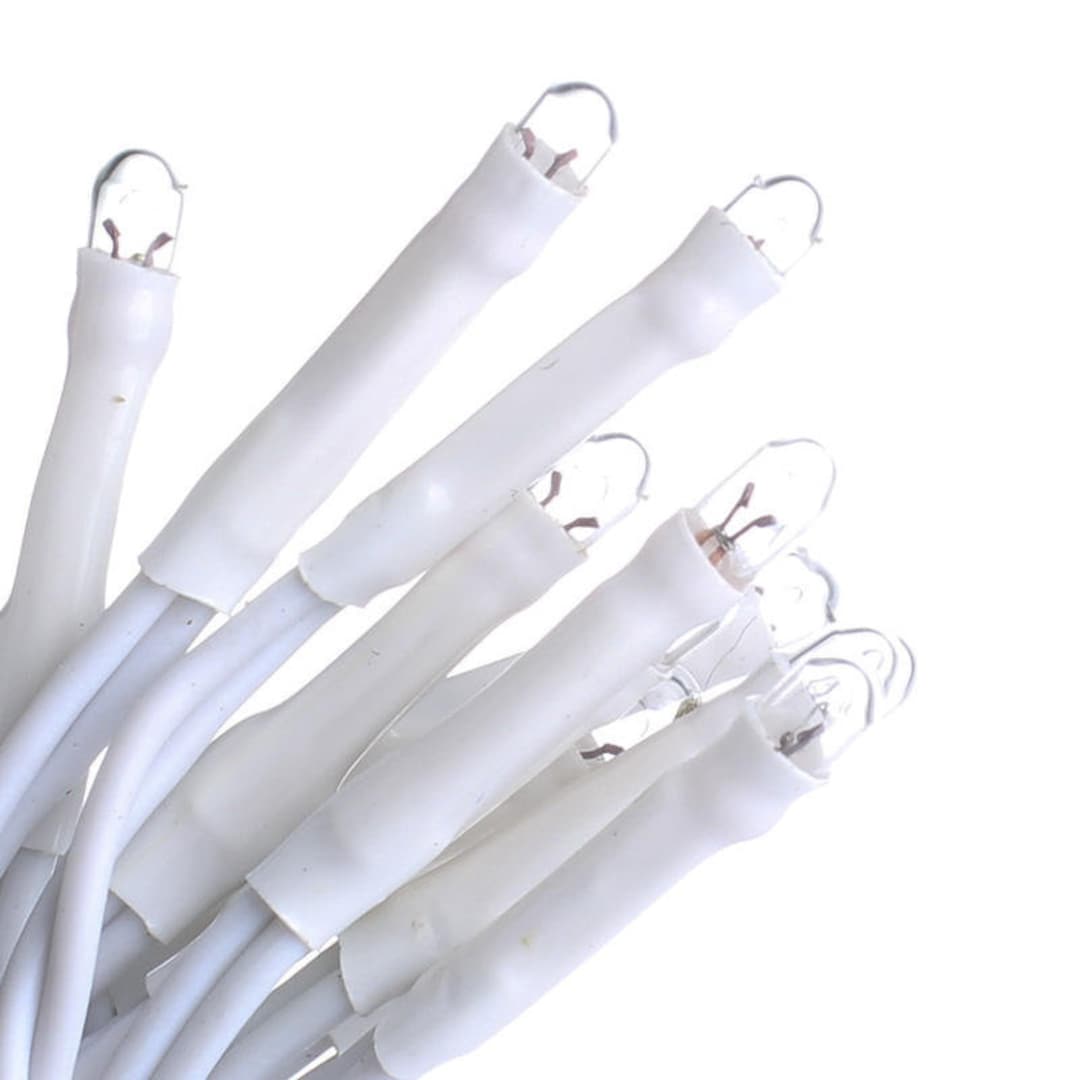 20 Count Light String / Strand / Set - White Cord - Clear Teeny Rice ...