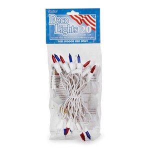 20 Count Light String / Strand / Set - White Cord - Red, Clear, Blue ...