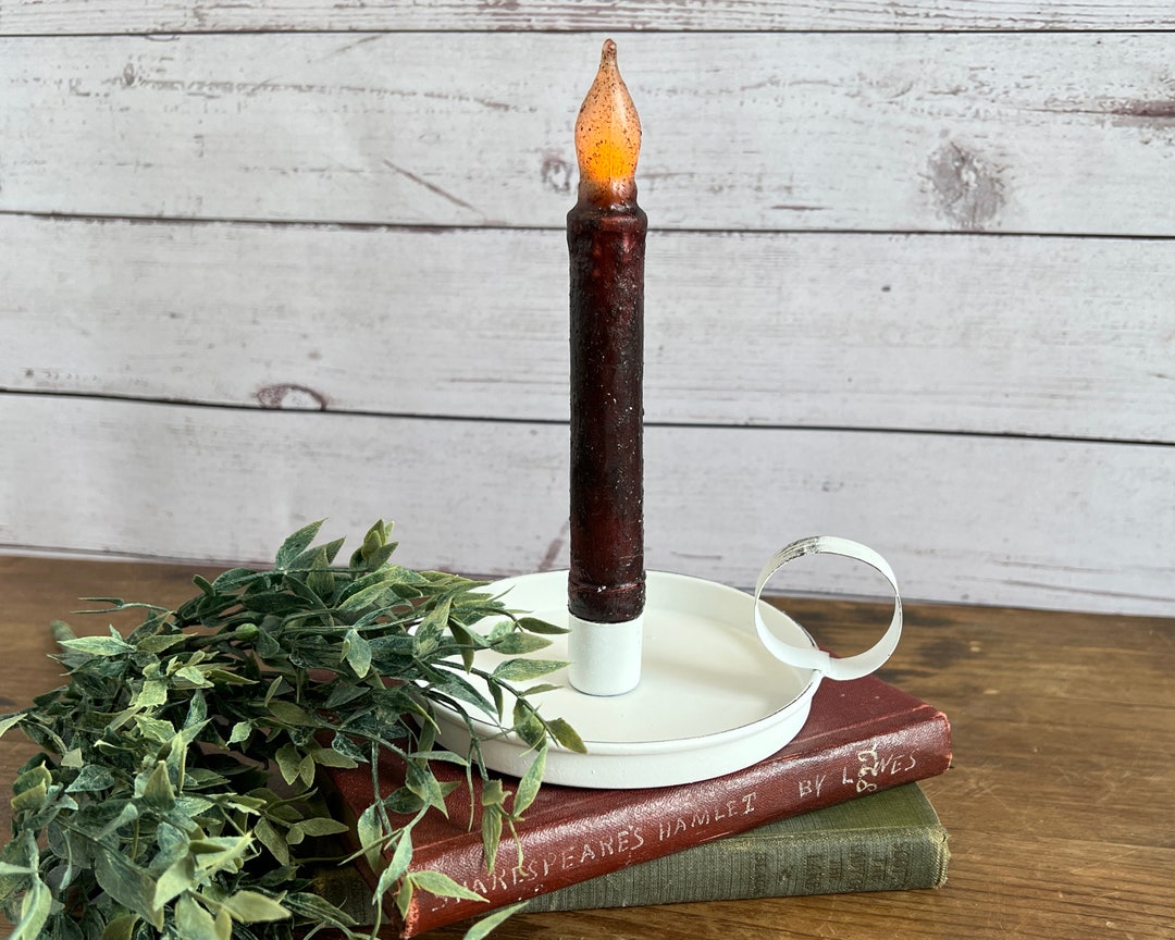 Farmhouse Candle Pan for Tapers - White Metal - 5" Deep X 2" High - PCR ...