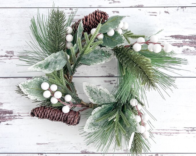 Farmhouse Christmas Winter Candle Ring, Farmhouse Christmas Decoration ...