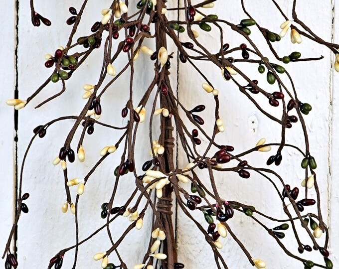 Garland - Pip Berry - 4.5' Feet / 54" - Farm House - Green, Burgundy ...