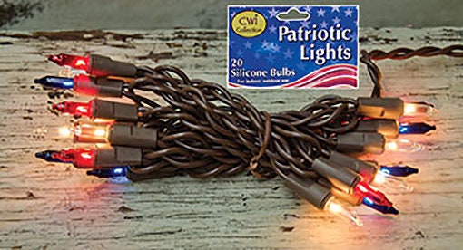 20 Count Light String / Strand / Set Brown Cord Red, Clear, Blue ...