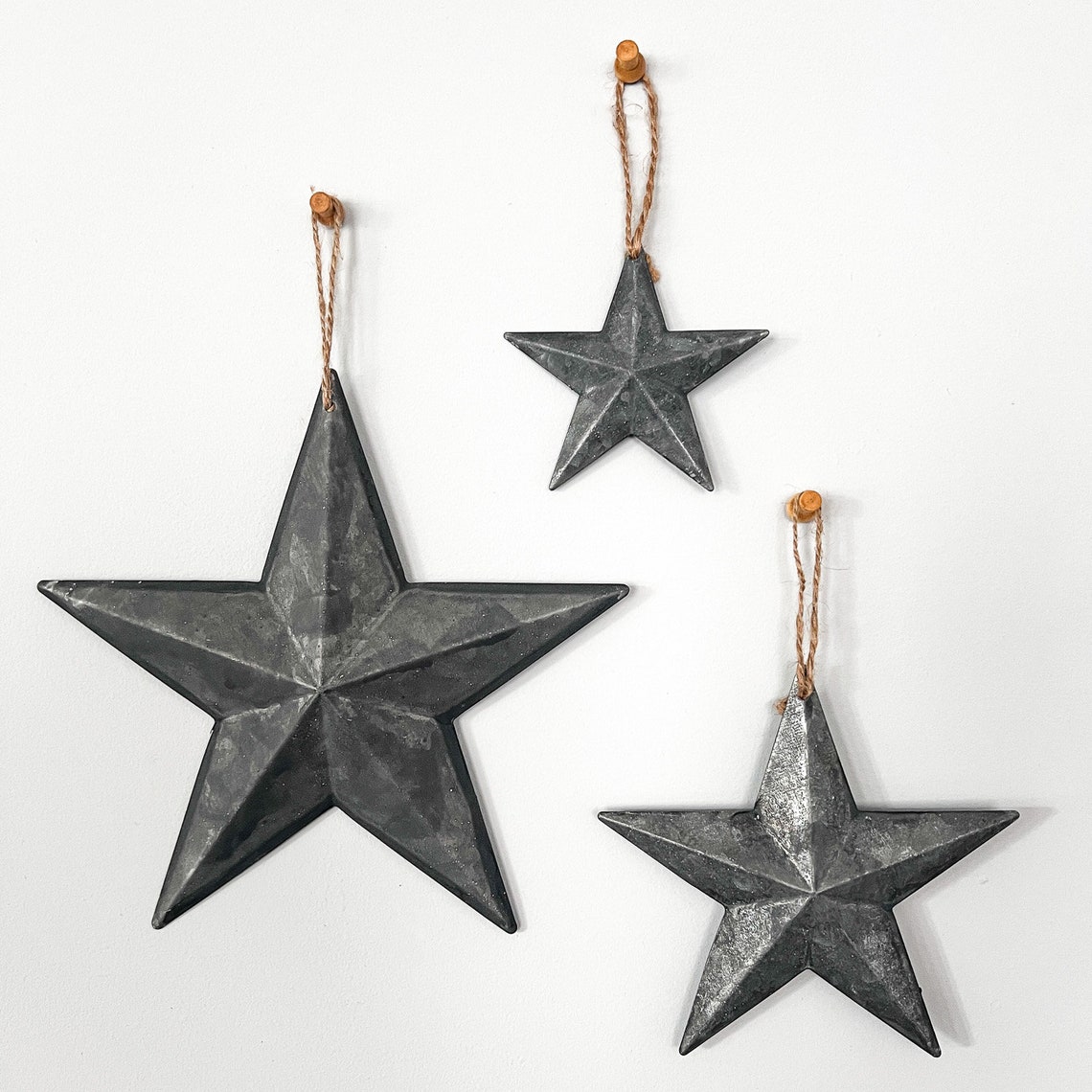 Galvanized Metal Barn Stars, 3 Sizes 8", 5.5" and 3.5" Diameter, Wall ...