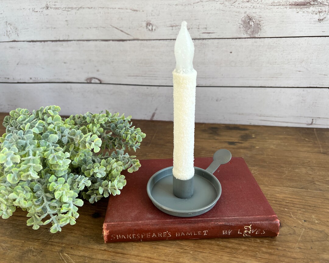 Tab Candle Pan in Gray - Taper Candles -gray Metal - 5" Deep X 2" High ...
