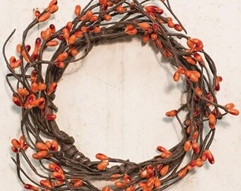 Fall Harvest Candle Ring Handmade Autumn Centerpiece, Pumpkin and Berry ...