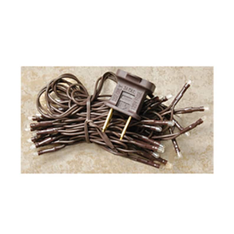 20 Count Light String / Strand / Set - Brown Cord - Clear Teeny Rice ...