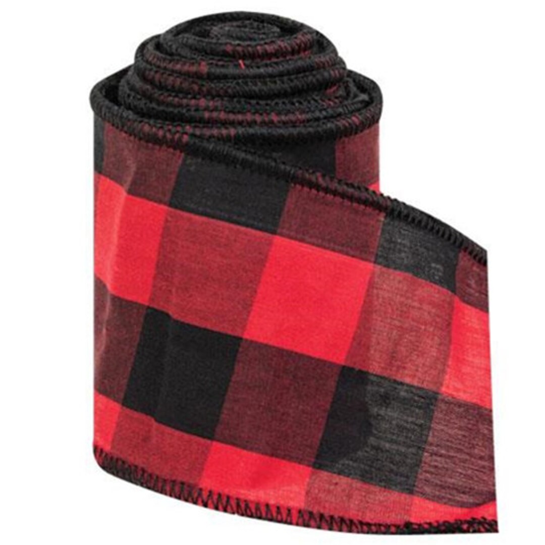 Red & Black Buffalo Check Wired Ribbon - 9' Foot Long X 3" Wide ...