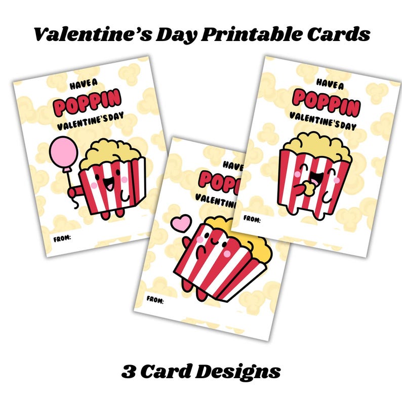 Printable Valentine Cards for Kids | Kawaii Popcorm Classroom ...