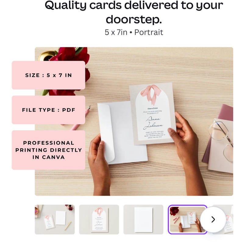 Pink Bow Class of 2026 Graduation Invitation Template, Coquette Girly ...