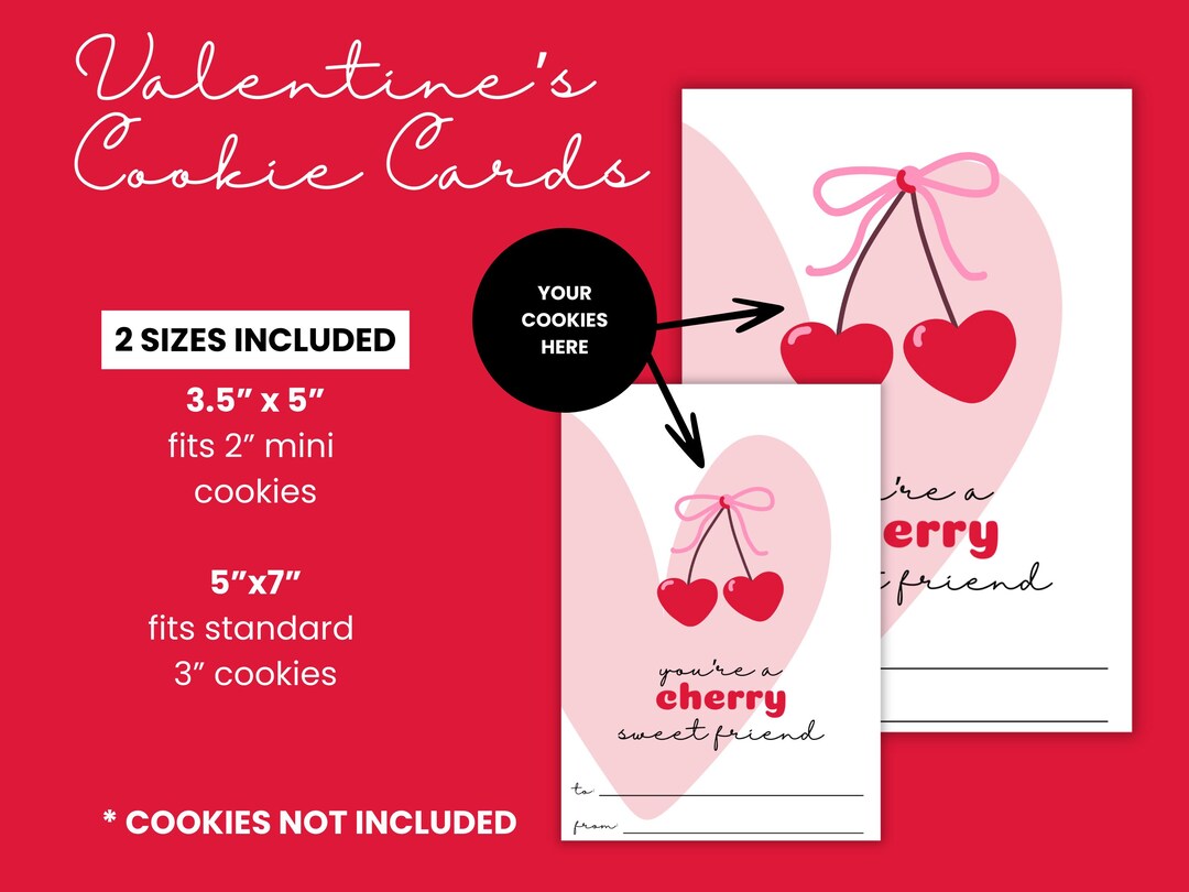 Valentines Cookie Cards Cherry Valentine Cards Cute Valentines Cards ...