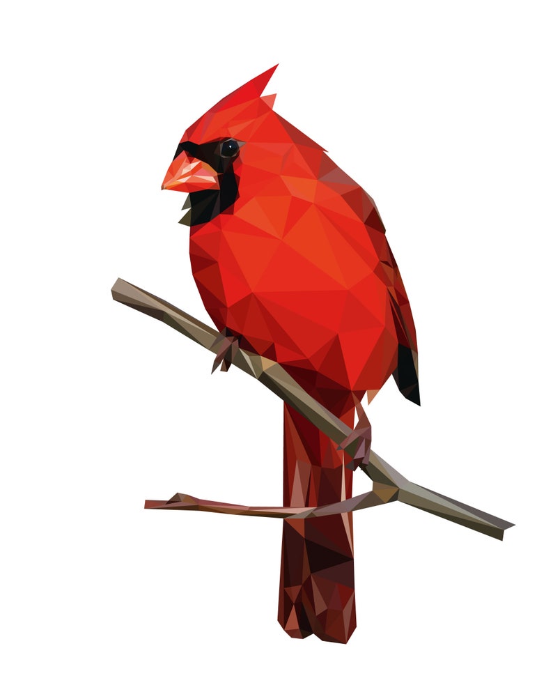 Northern Cardinal - Low Poly Digital Art (download) - Etsy