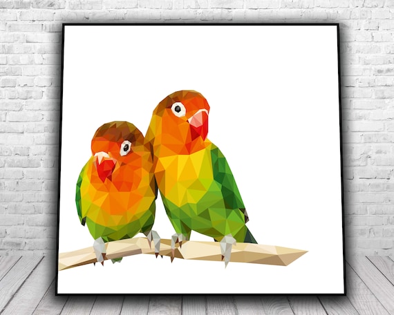 Love bird Low poly digital art download | Etsy