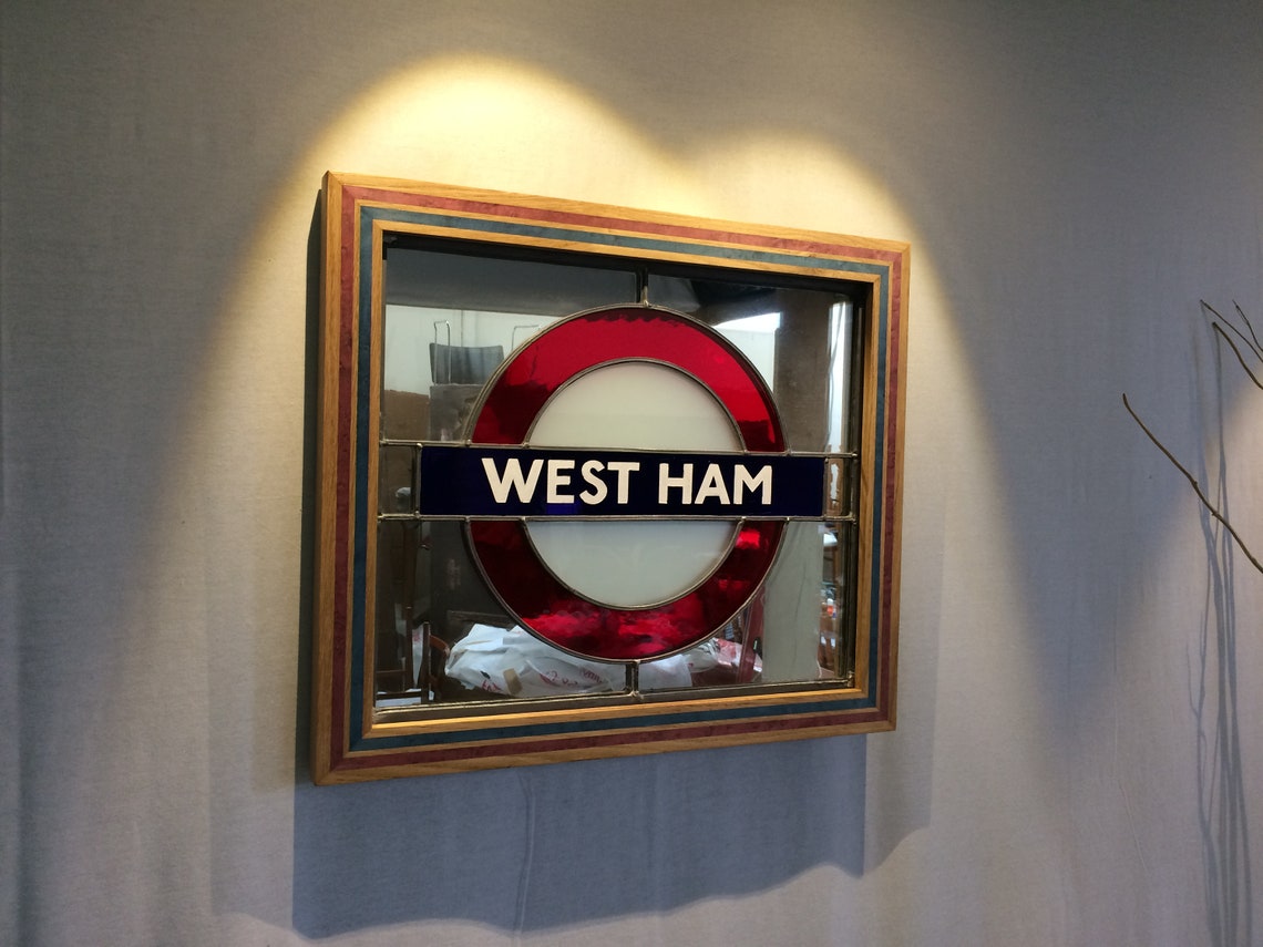 Stained glass mirrored London tube station sign | Etsy