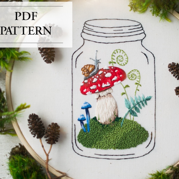 Mushroom Embroidery Pattern - Etsy