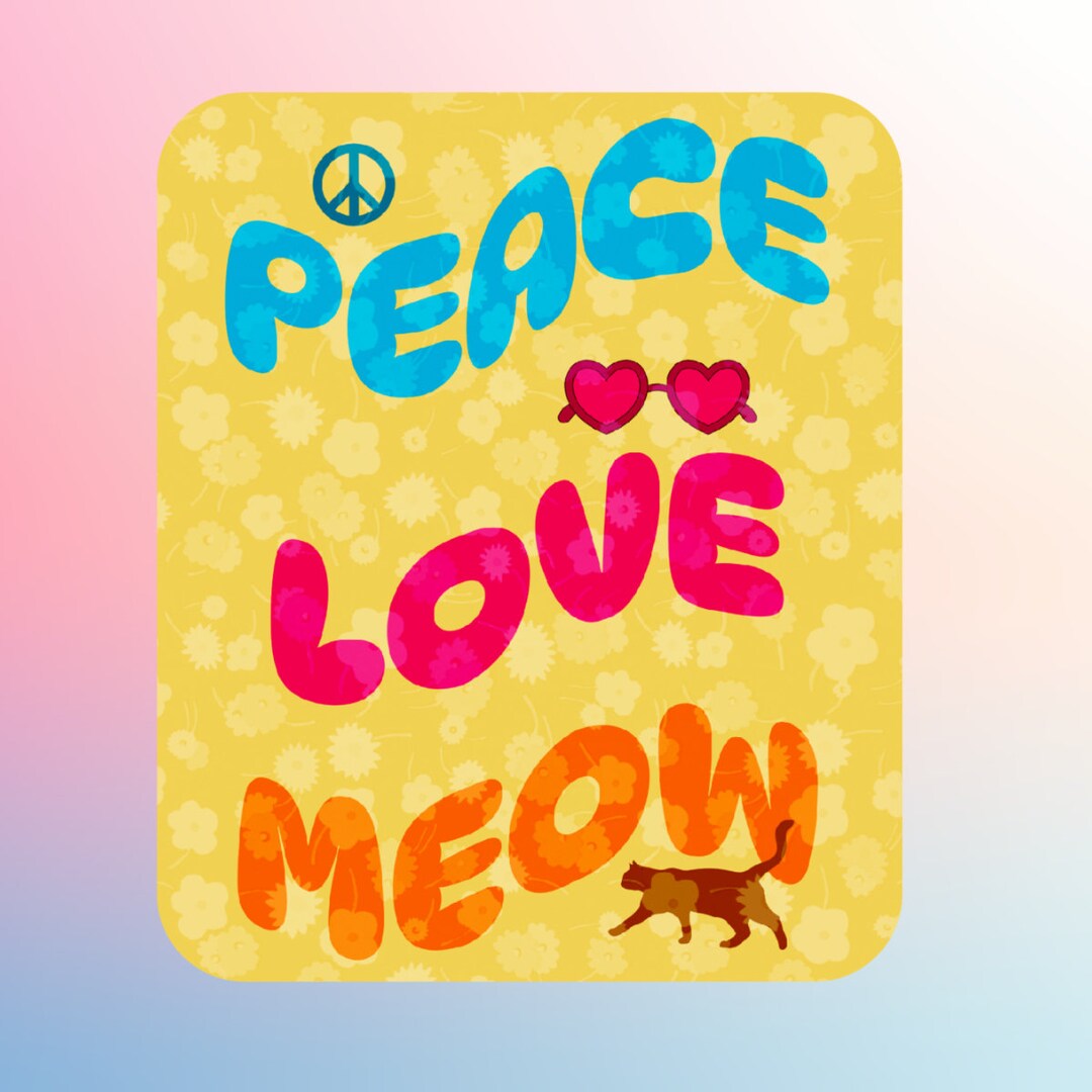 Mouse Pad With "peace Love Meow" for Cat Owner, Cat Theme Durable ...