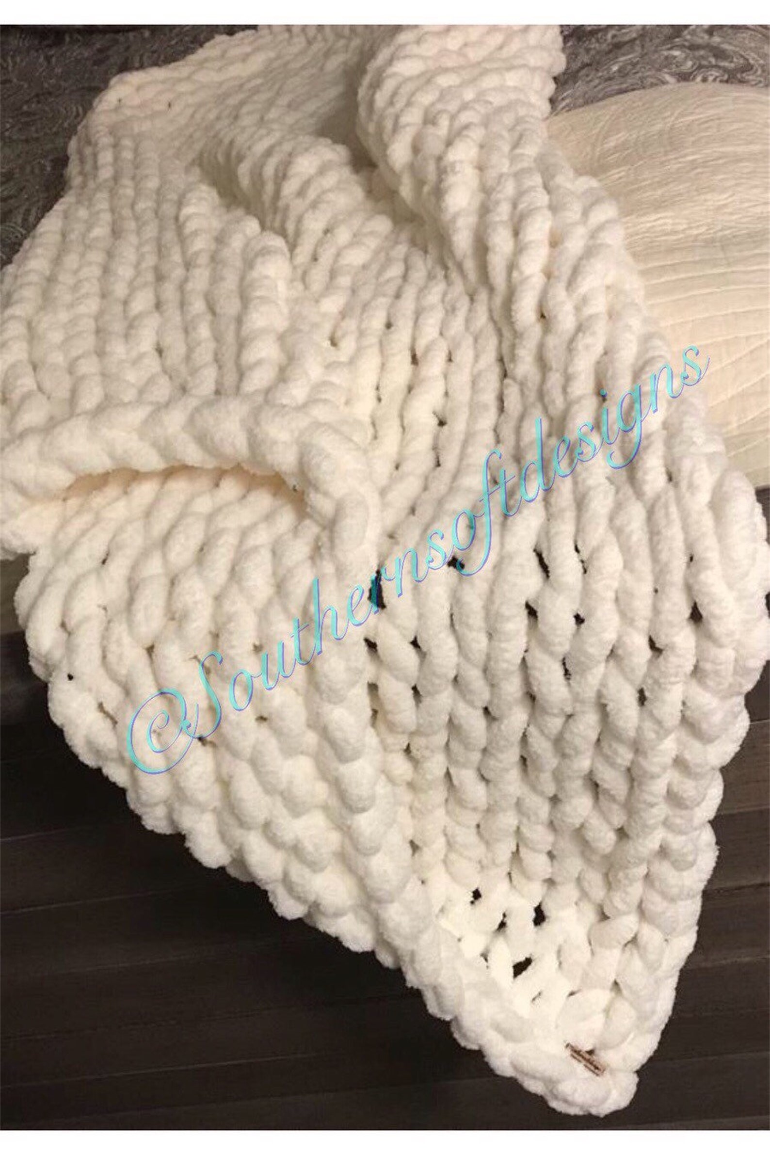 Herringbone Look Chunky Knit Throw Unique Gift Shipped - Etsy