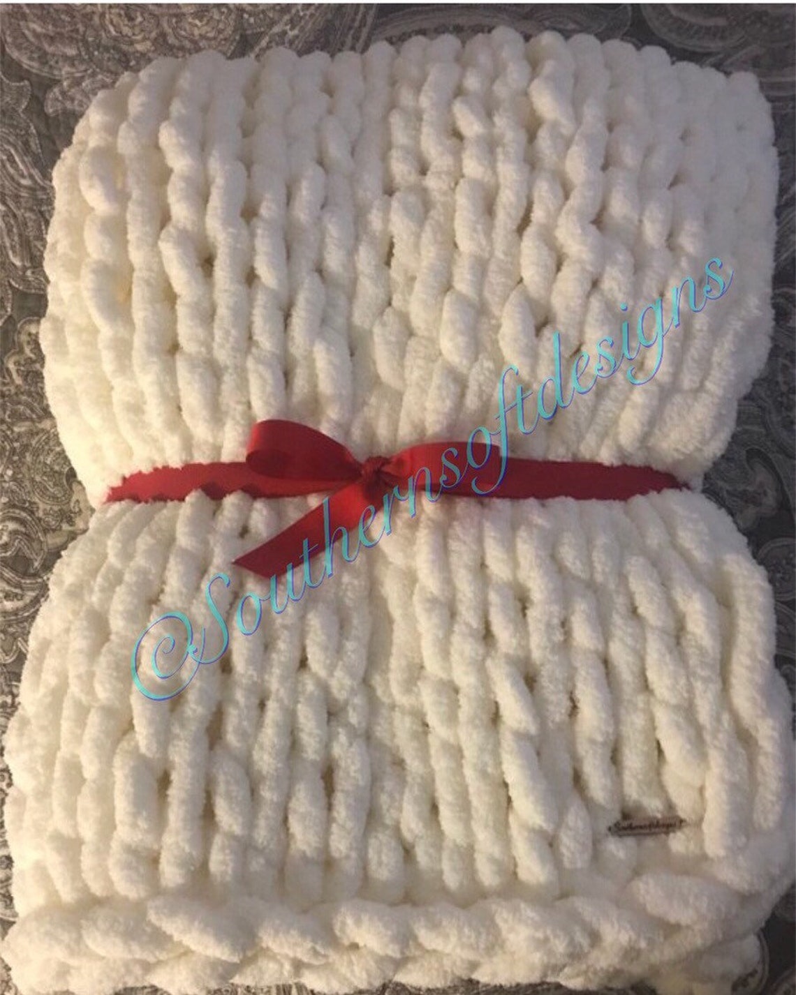 Herringbone Look Chunky Knit Throw Unique Gift Shipped | Etsy