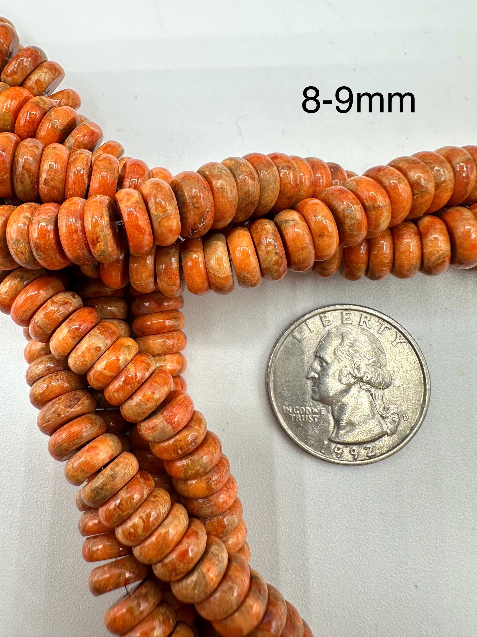 Apple Coral Wafer Rondell Beads - Sold by Size 8-9mm, 11-12mm, 12-13mm ...