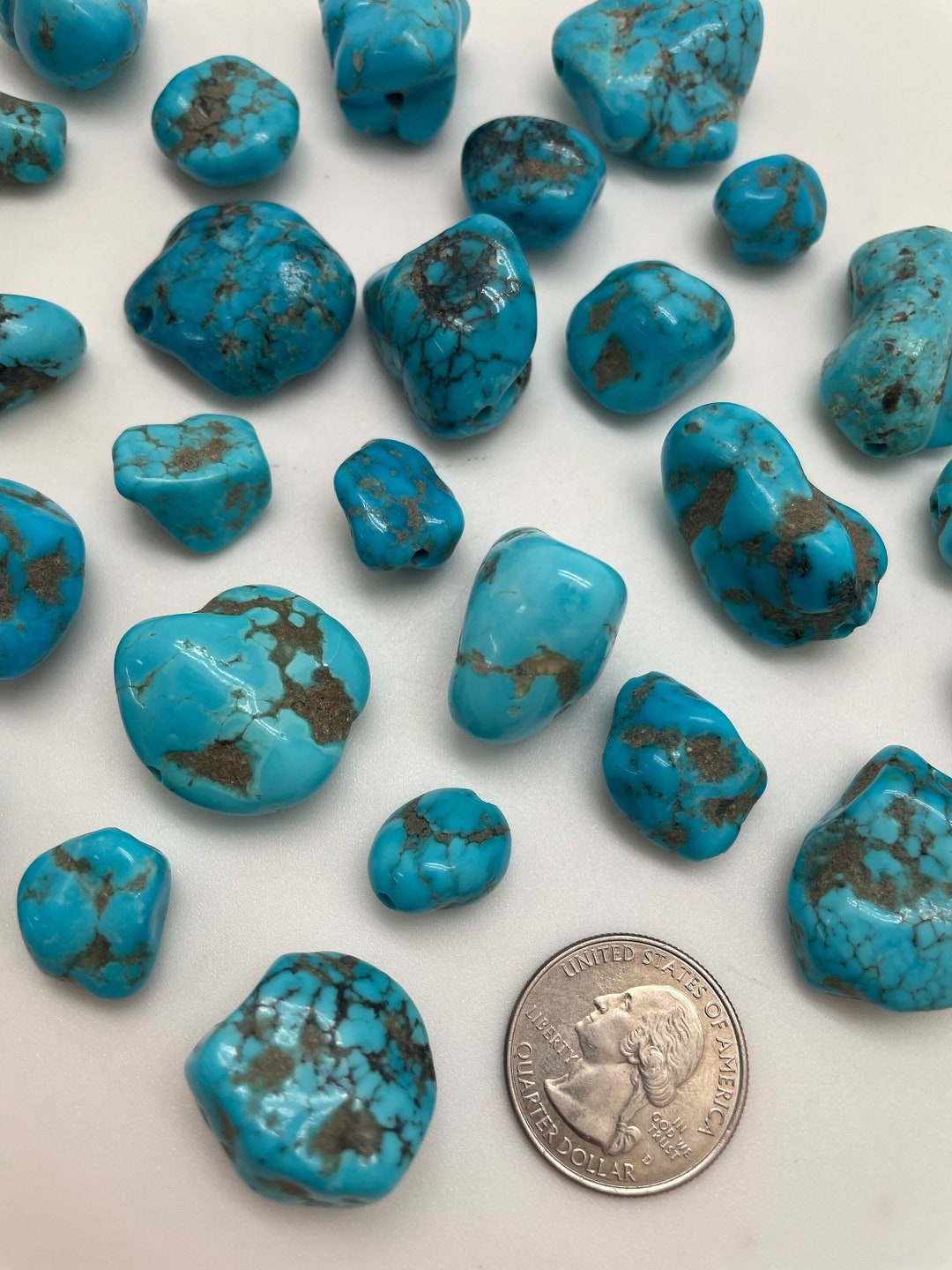 Kingman Turquoise Loose Tumbled Drilled Nuggets/ Light Blue - Etsy